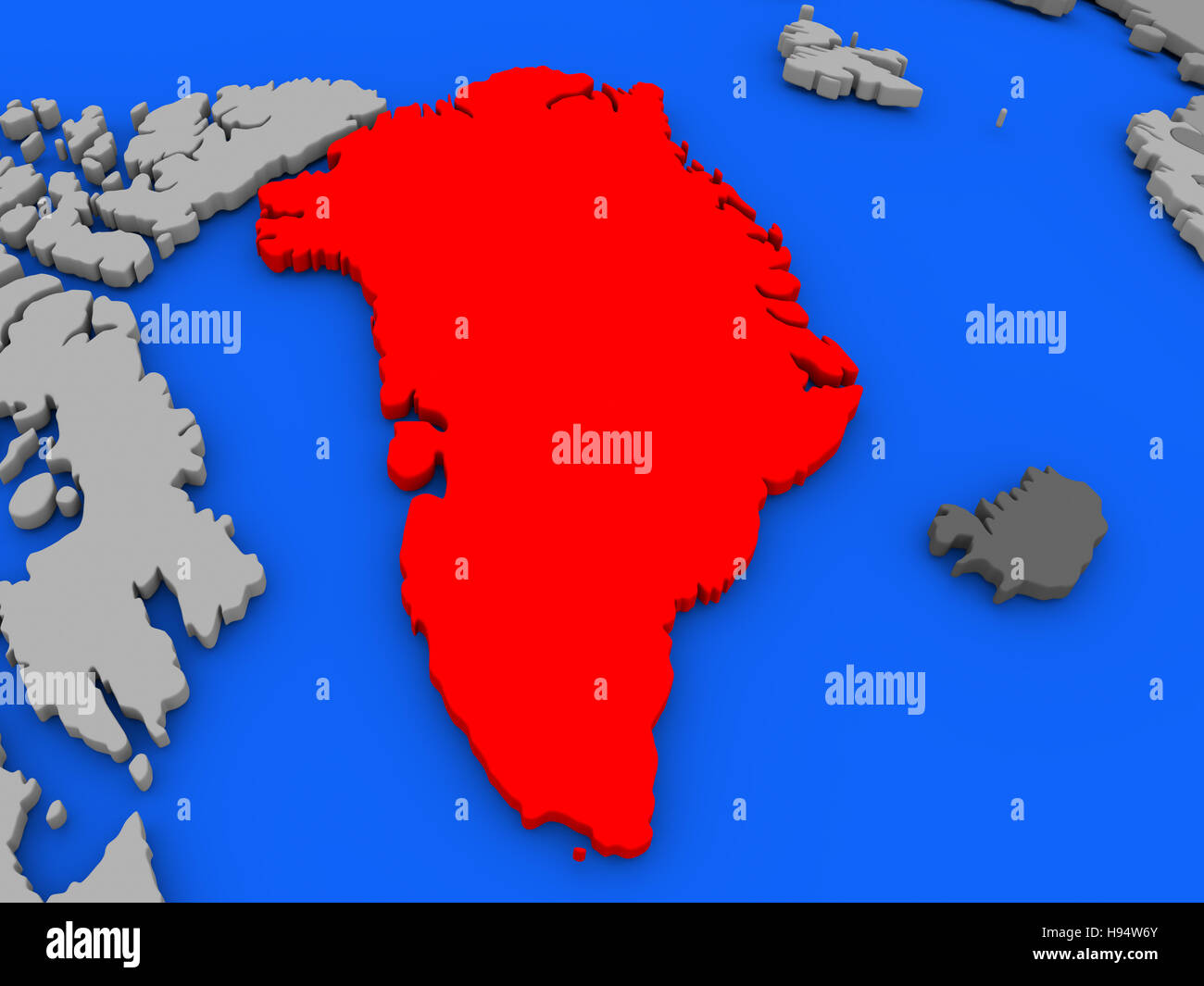 Greenland highlighted in red on hi-res stock photography and images - Alamy