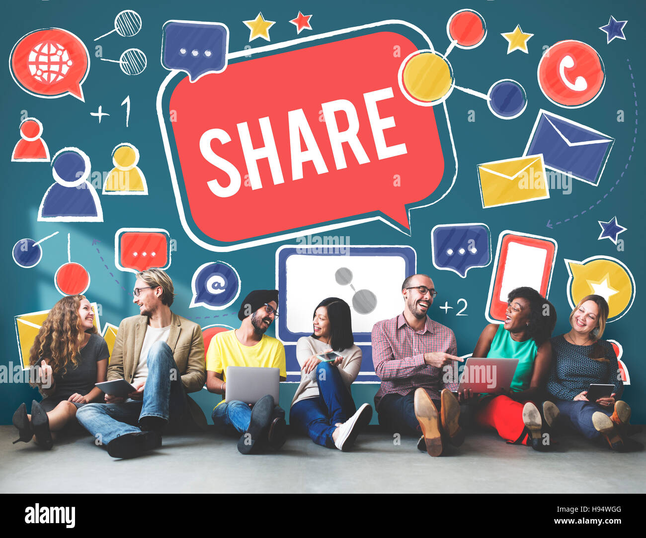 Share Sharing Portion Media Connection Feedback Concept Stock Photo - Alamy