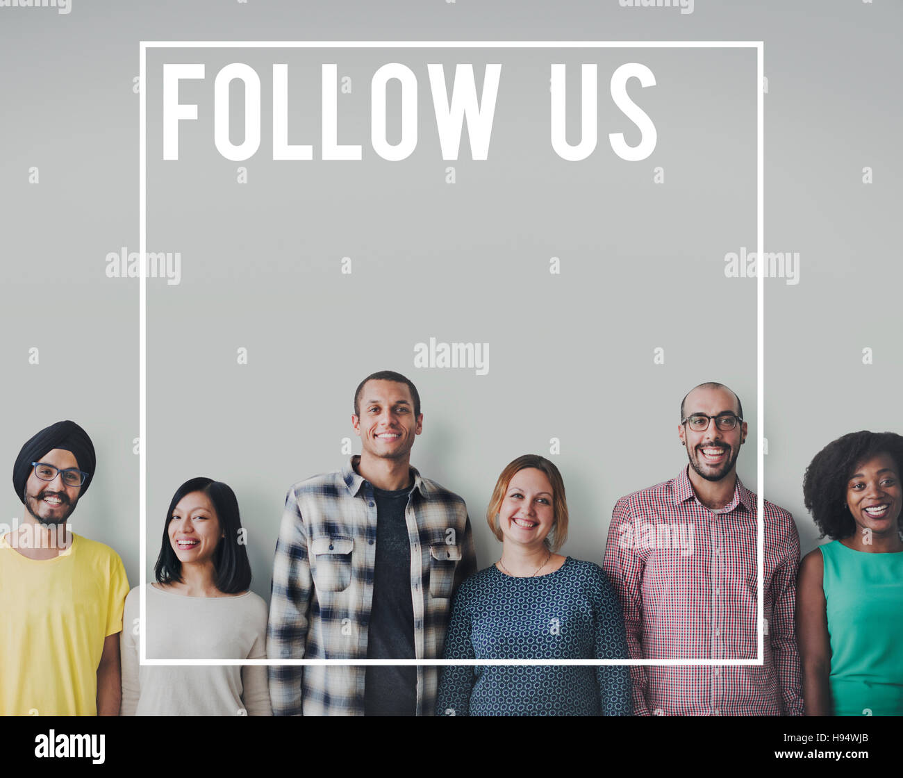 Follow Us Social Media Networking Internet Concept Stock Photo - Alamy