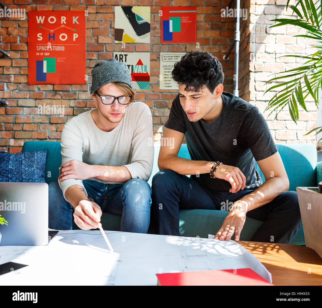 People Meeting Discussion Design Talking Blueprint Concept Stock Photo ...