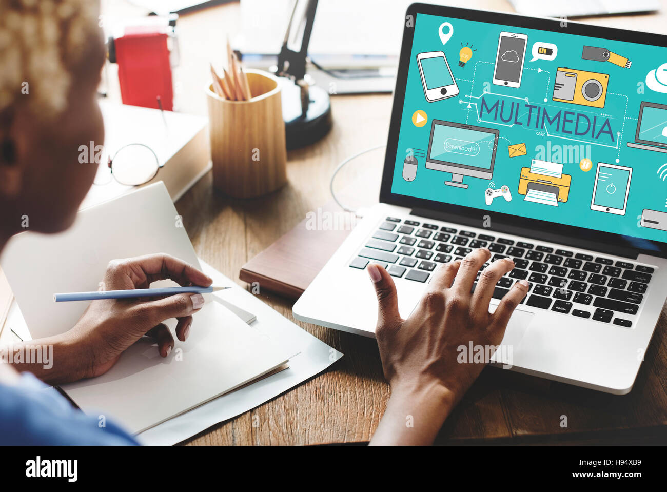 Multimedia Communication Connection Technology Devices Concept Stock ...