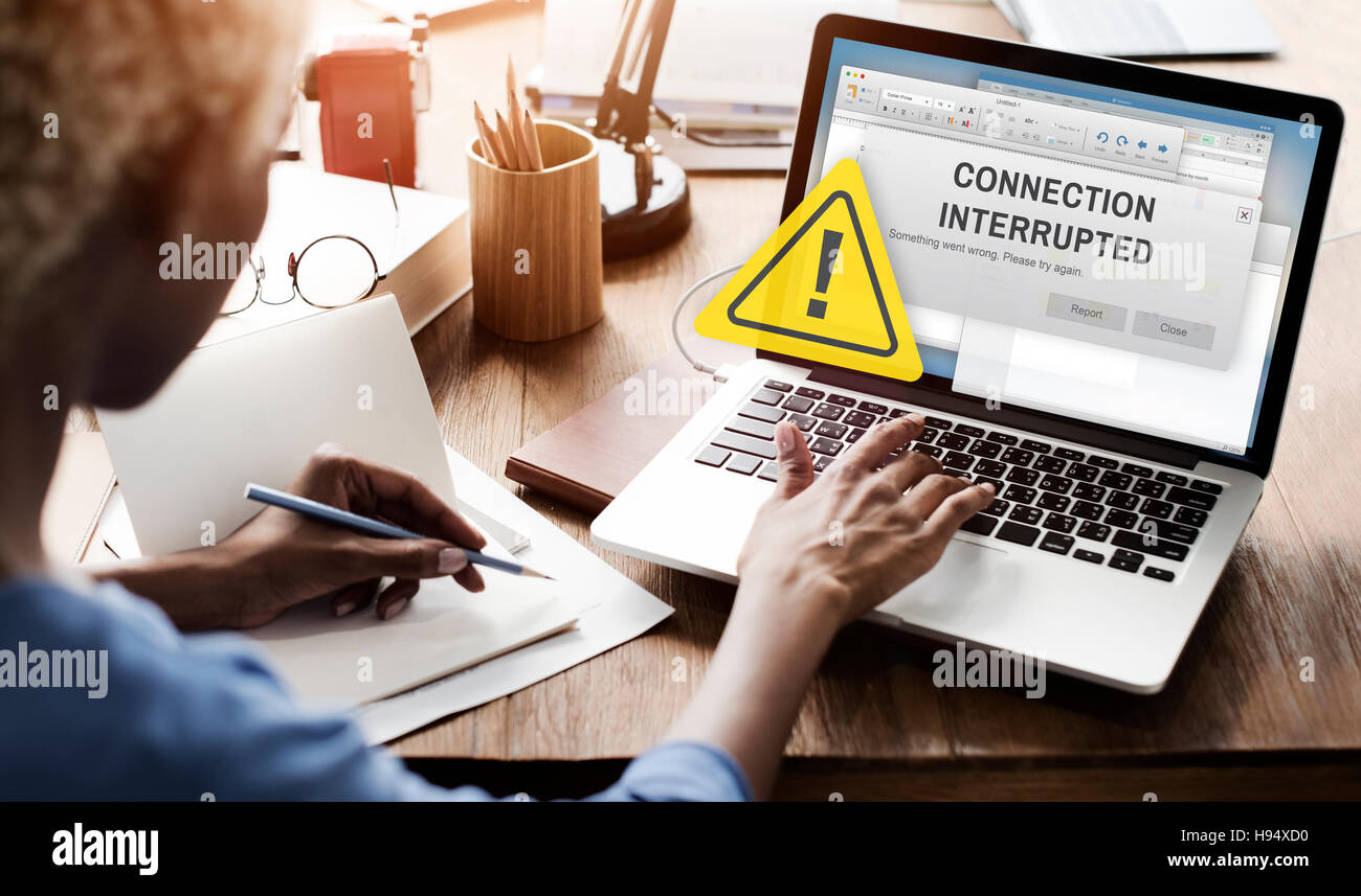 Attention Alert Connection Interrupted Warning Concept Stock Photo - Alamy