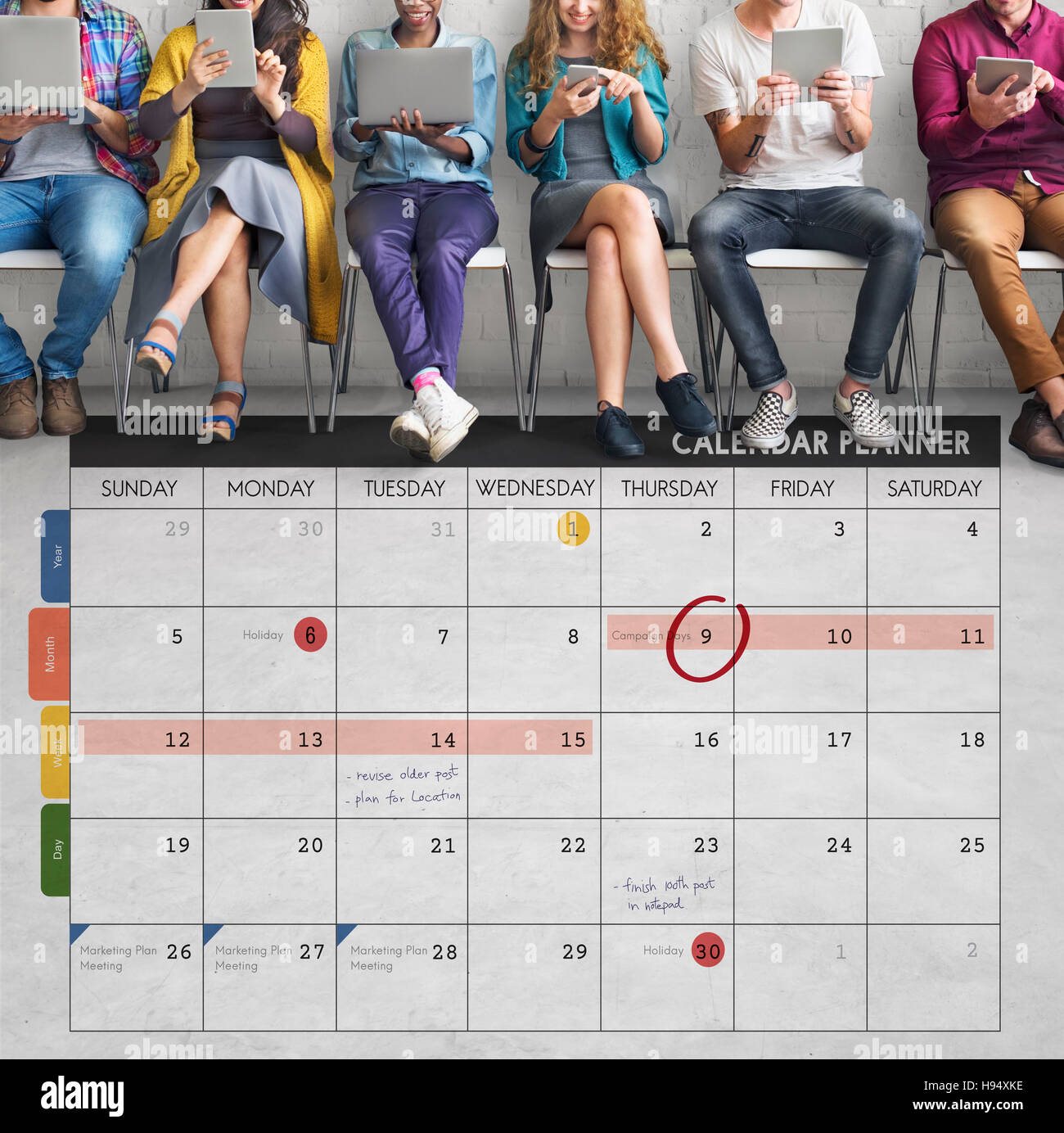 Calendar Planner Organization Management Remind Concept Stock Photo - Alamy