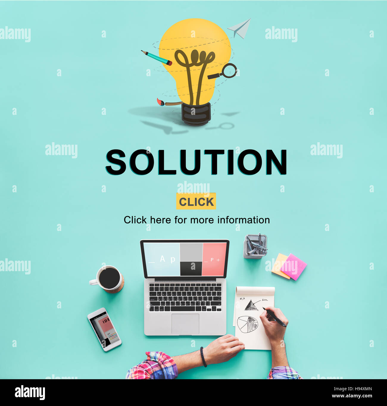 Solution Strategy Light Bulb Graphics Concept Stock Photo - Alamy