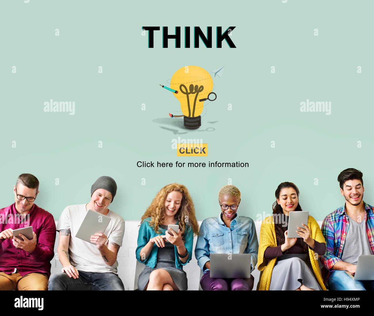 Think Word Light Bulb Graphics Concept Stock Photo - Alamy