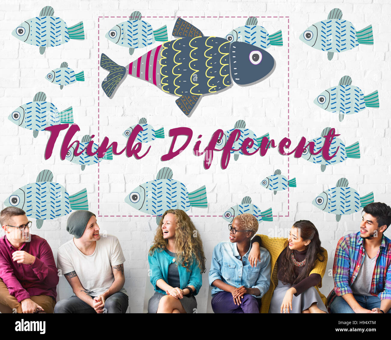 Individuality Unique Different Fish Graphic Concept Stock Photo - Alamy