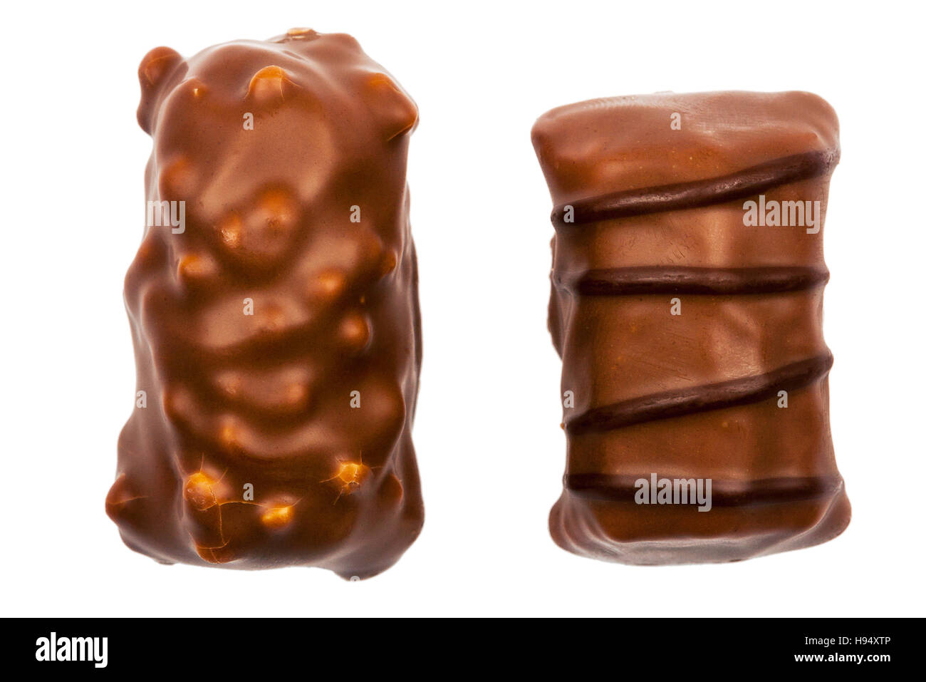 Two chocolate candies isolated on white background Stock Photo - Alamy