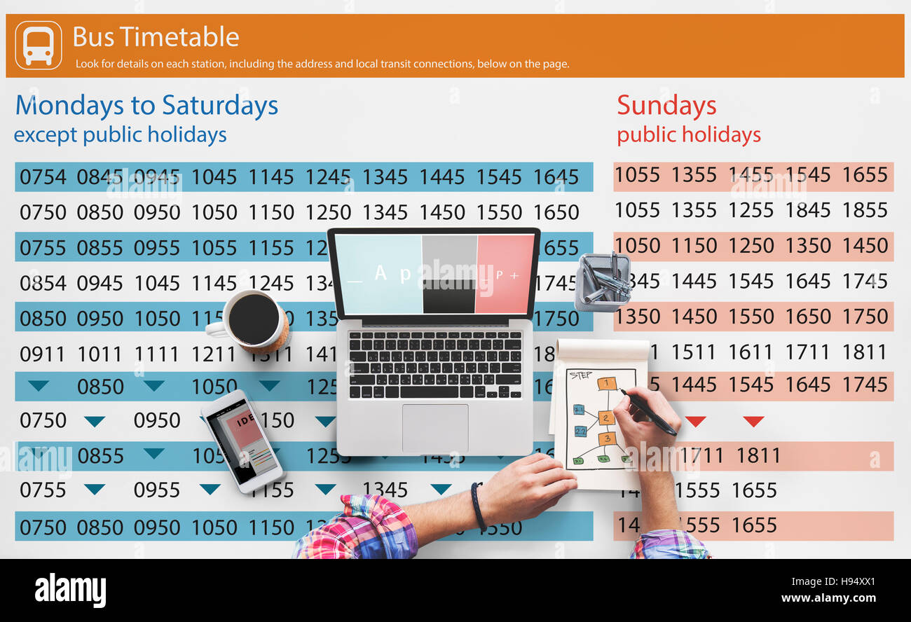 Public Transport Transportation Bus Schedule Concept Stock Photo - Alamy