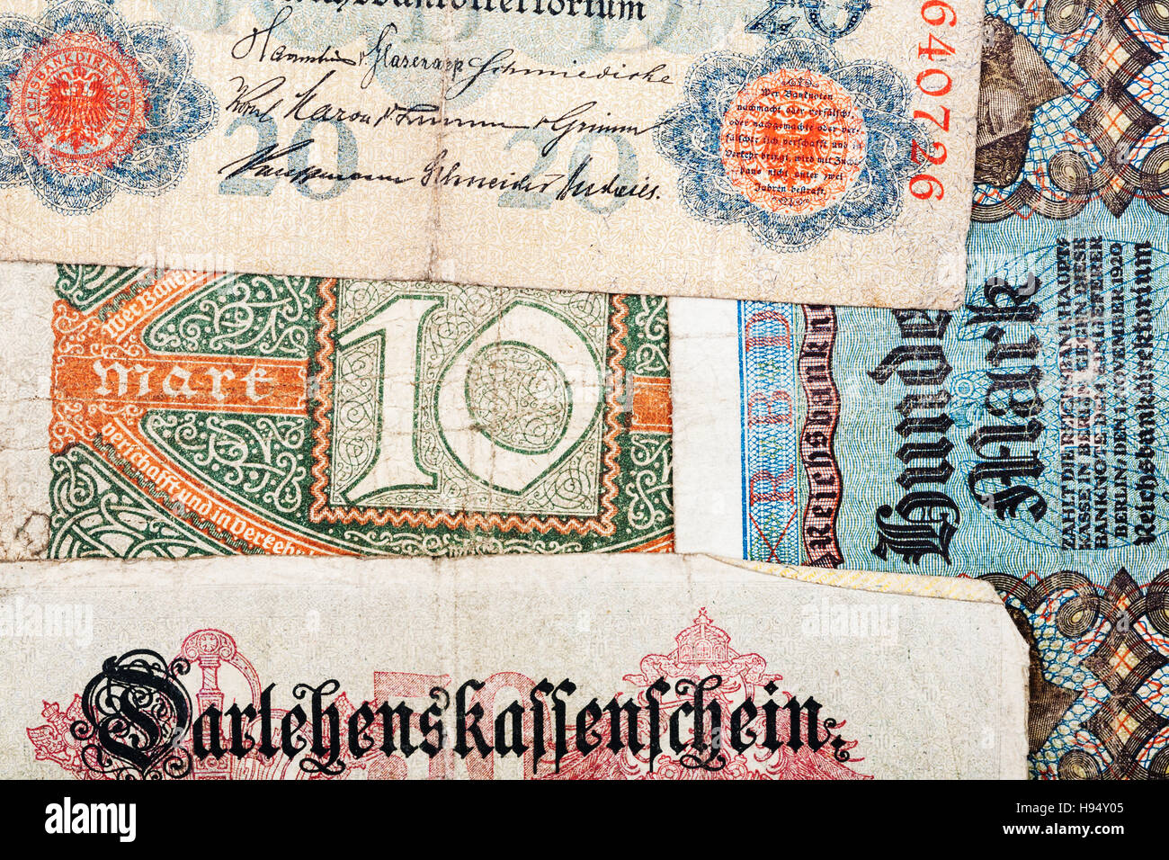 Old German money notes background Stock Photo - Alamy