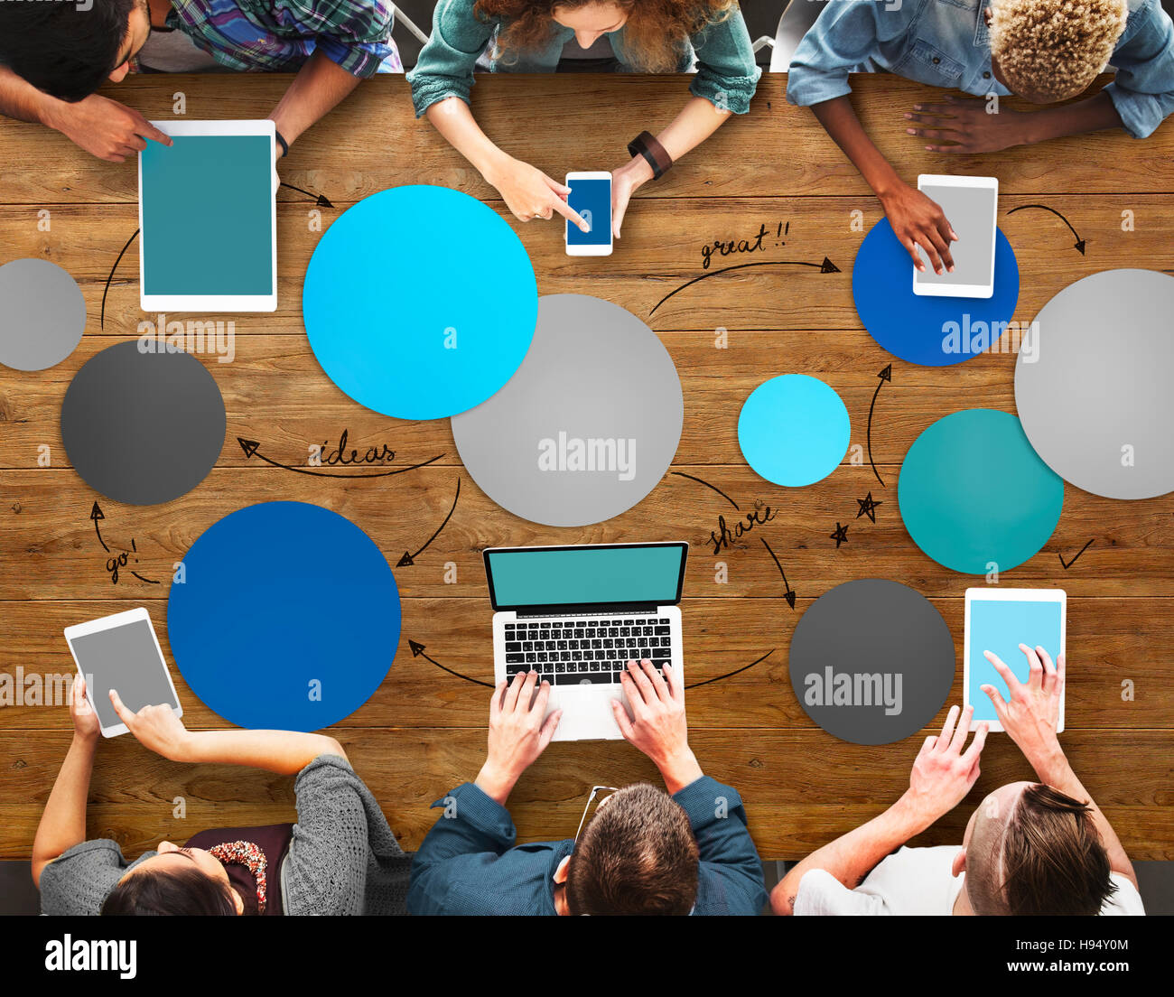 Diverse People Hands Team Busy Devices Concept Stock Photo - Alamy