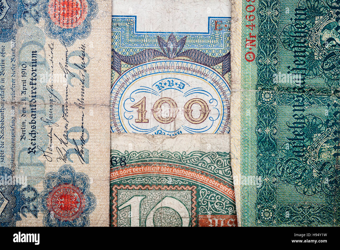 Old German money notes background Stock Photo - Alamy