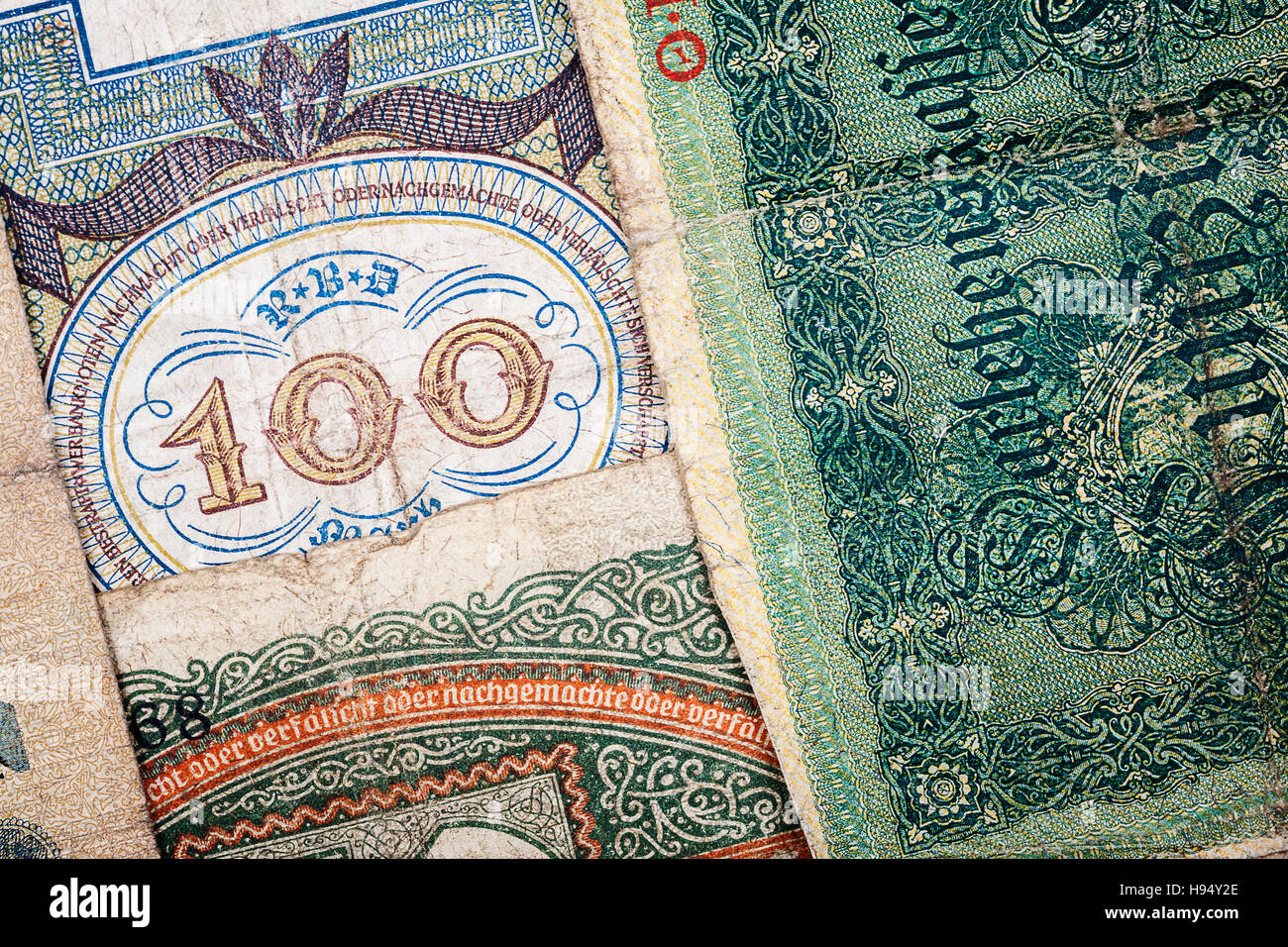 Old German money notes background Stock Photo - Alamy