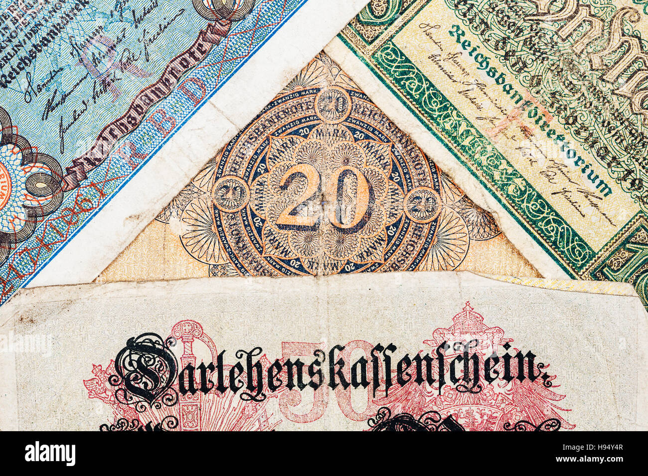 Old German money notes background Stock Photo - Alamy