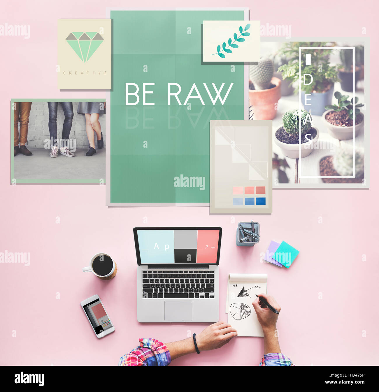 Be Raw Creative Design Ideas Concept Stock Photo - Alamy