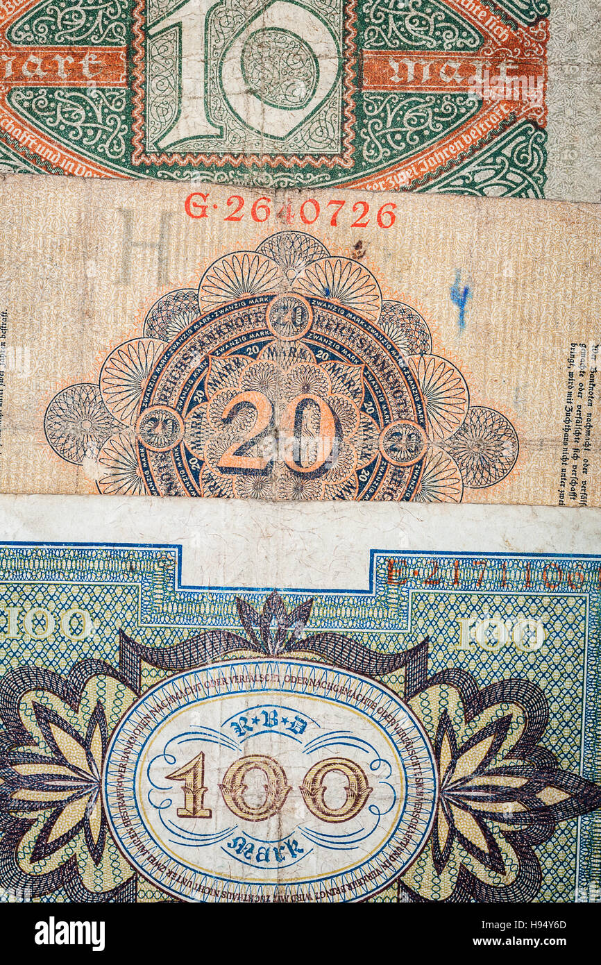 Old German money notes background Stock Photo - Alamy