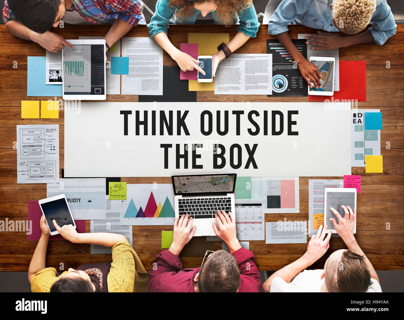 Think Outside The Box Creativity Ideas Imagine Concept Stock Photo - Alamy