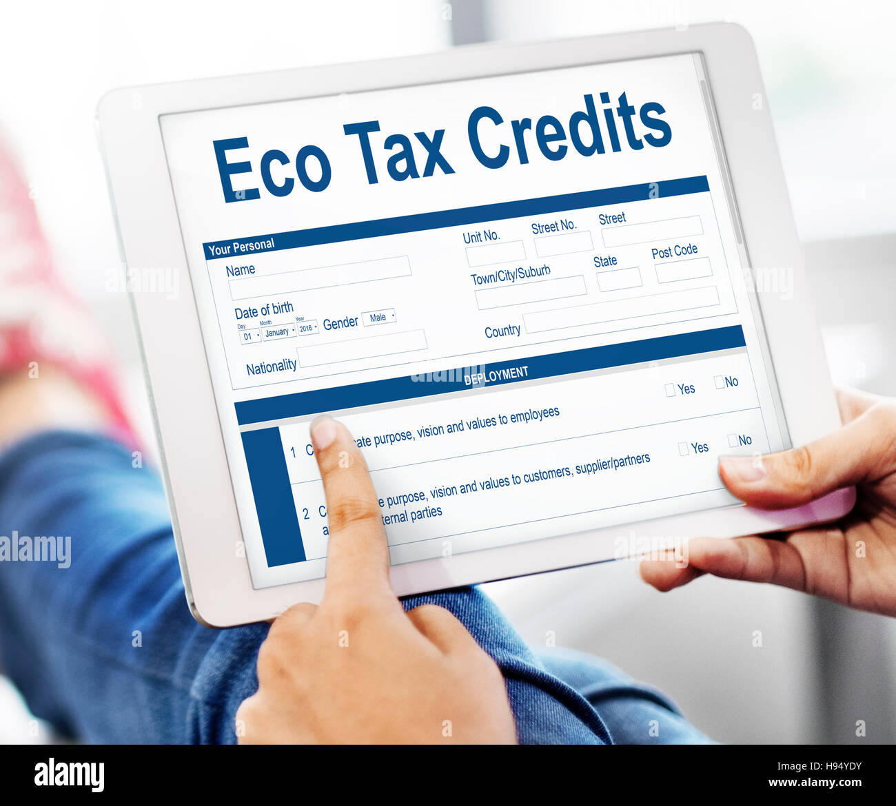 Eco Tax Credit Page Graphic Concept Stock Photo - Alamy