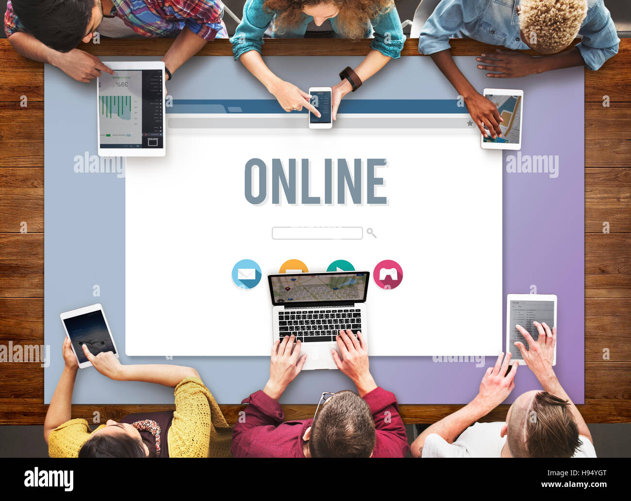 Online Internet Media Network Sharing Social Concept Stock Photo - Alamy