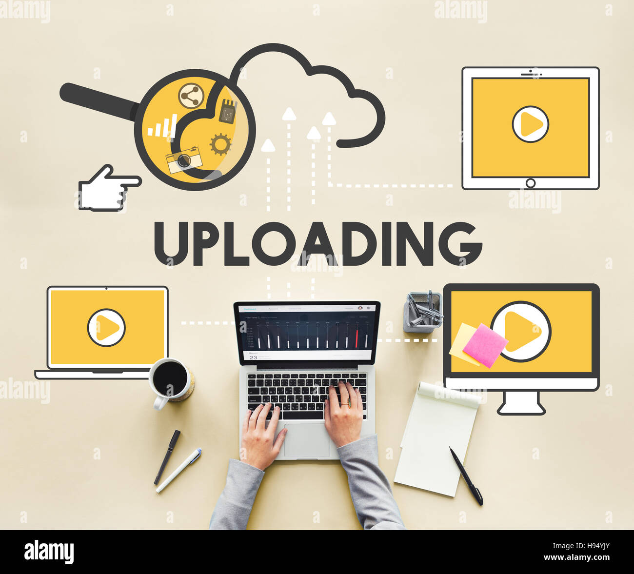 Upload Uploading Storage Cloud Devices Concept Stock Photo - Alamy