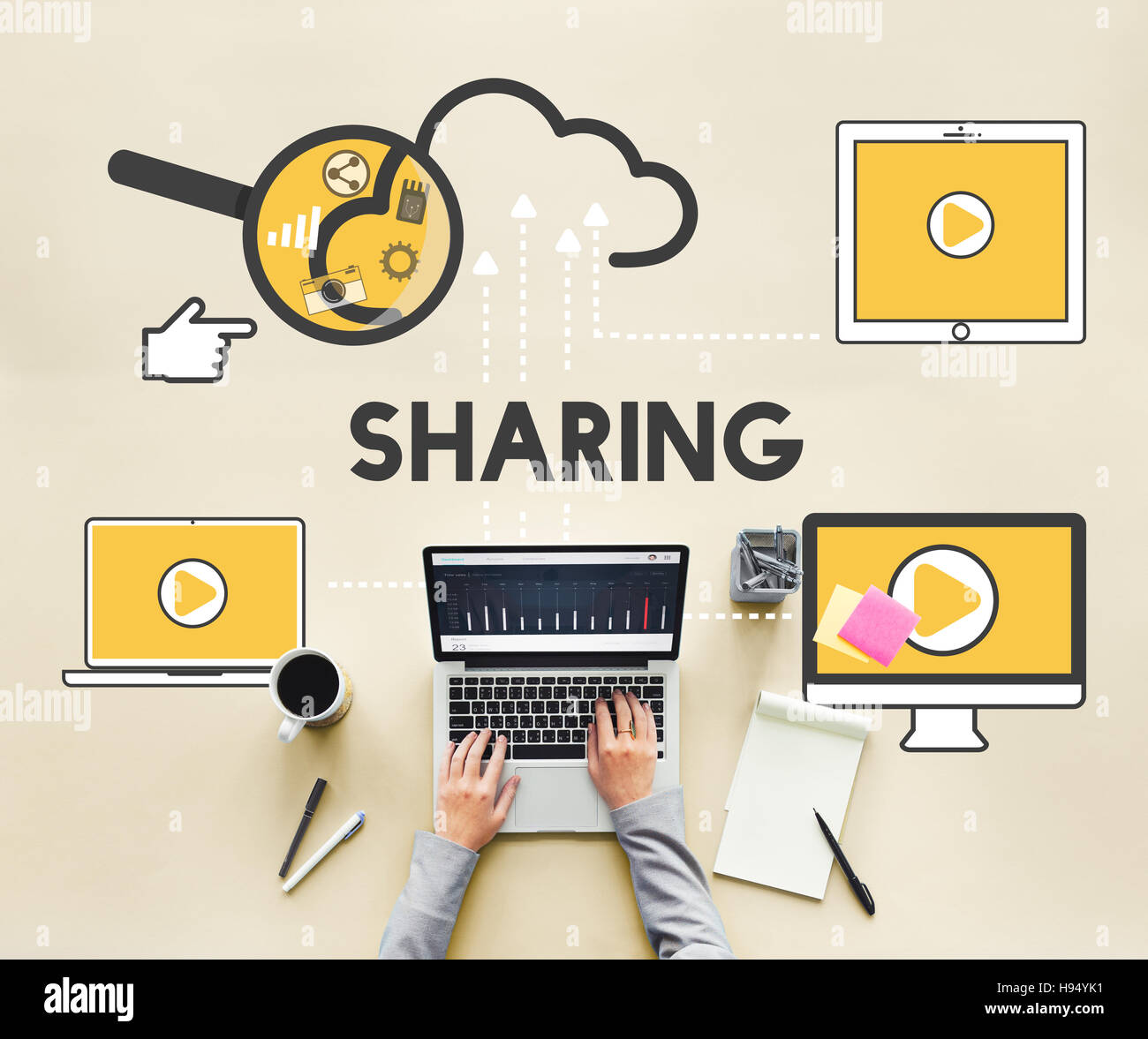 Sharing Storage Cloud Connection Devices Concept Stock Photo - Alamy