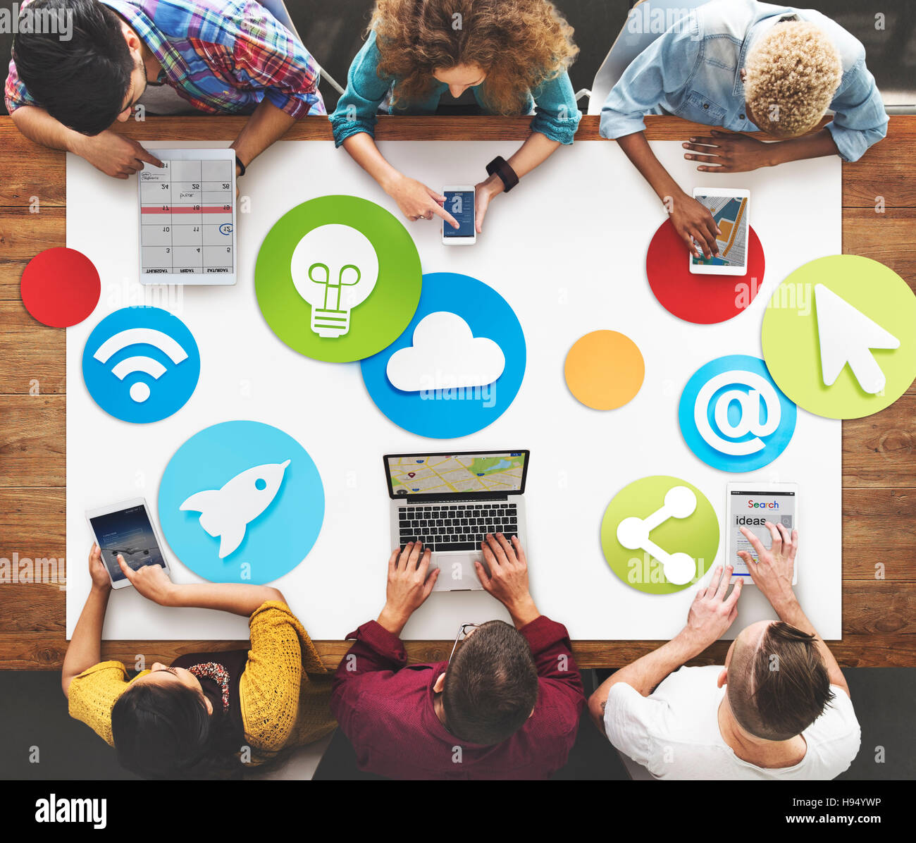 Creative People Working Social Media Icon Concept Stock Photo - Alamy