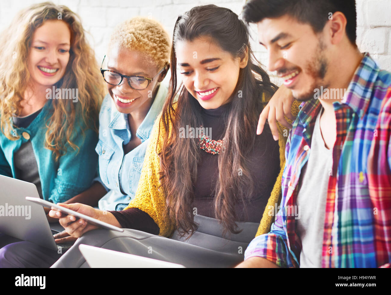 Friends Connection Digital Devices Technology Network Concept Stock ...