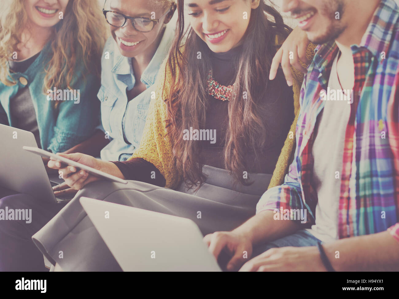 Friends Connection Digital Devices Technology Network Concept Stock ...