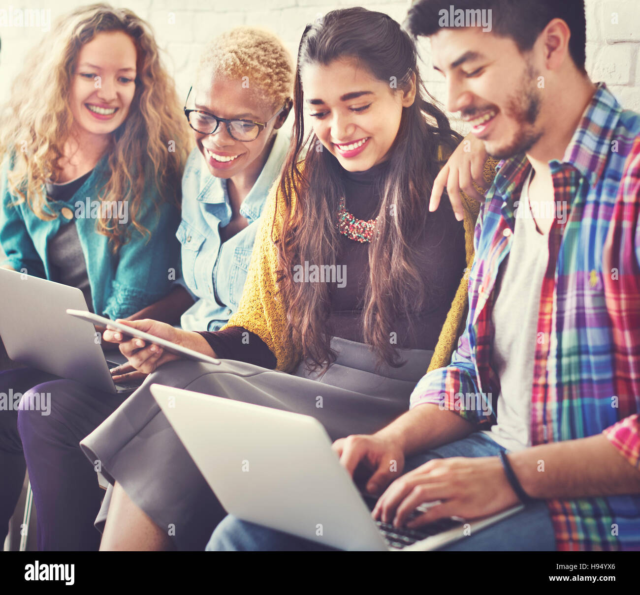 Friends Connection Digital Devices Technology Network Concept Stock ...