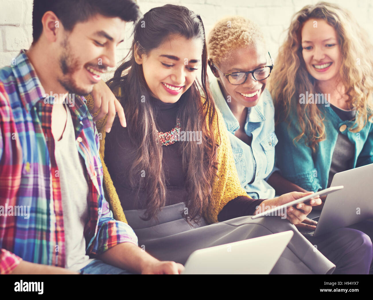 Friends Connection Digital Devices Technology Network Concept Stock ...