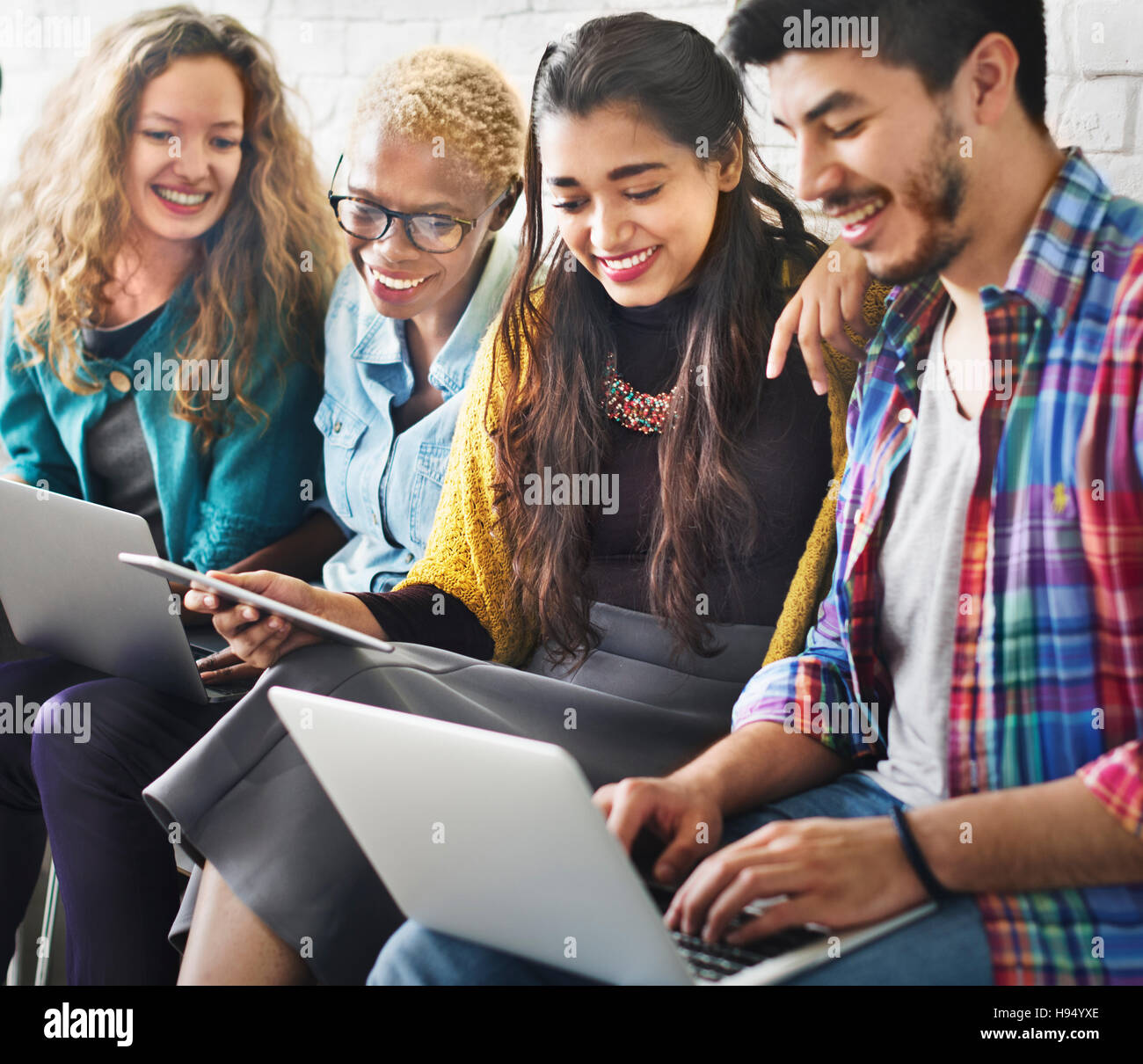 Friends Connection Digital Devices Technology Network Concept Stock ...