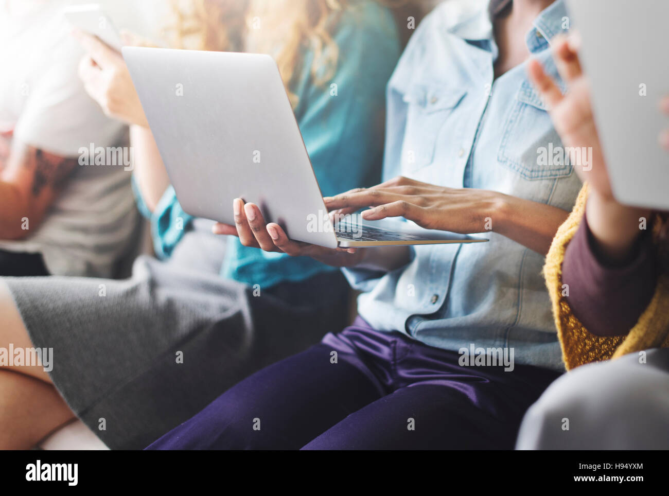 Friends Connection Digital Devices Technology Network Concept Stock ...