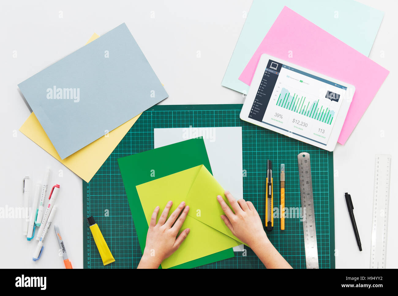 Office Station Workplace Stationery Job Concept Stock Photo - Alamy