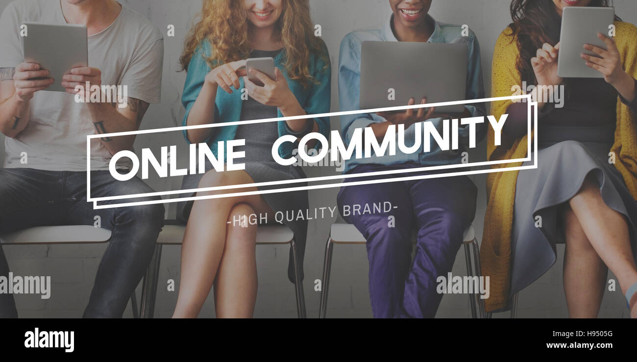 Online Community Connection Social Media Networking Concept Stock Photo ...