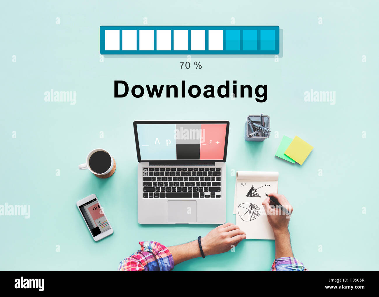 Downloading Transfering Network Information Technology Concept Stock ...
