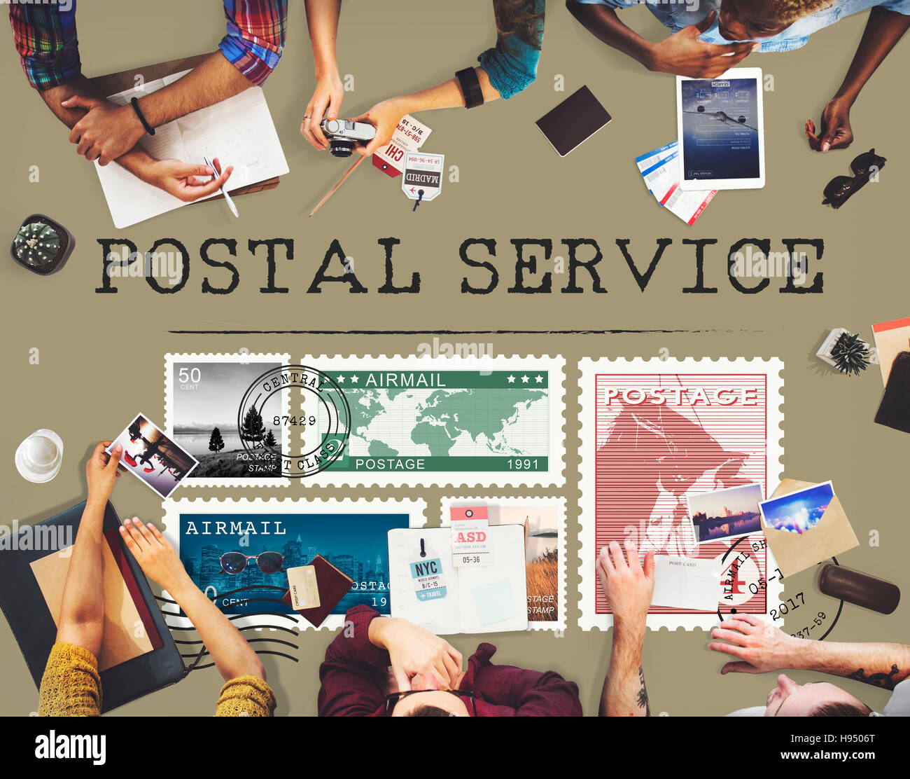 Postal Postage Mail Package Stamp Concept Stock Photo - Alamy