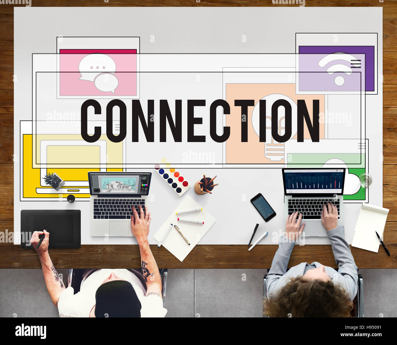 Communication Technology Online Networking Connection Concept Stock ...