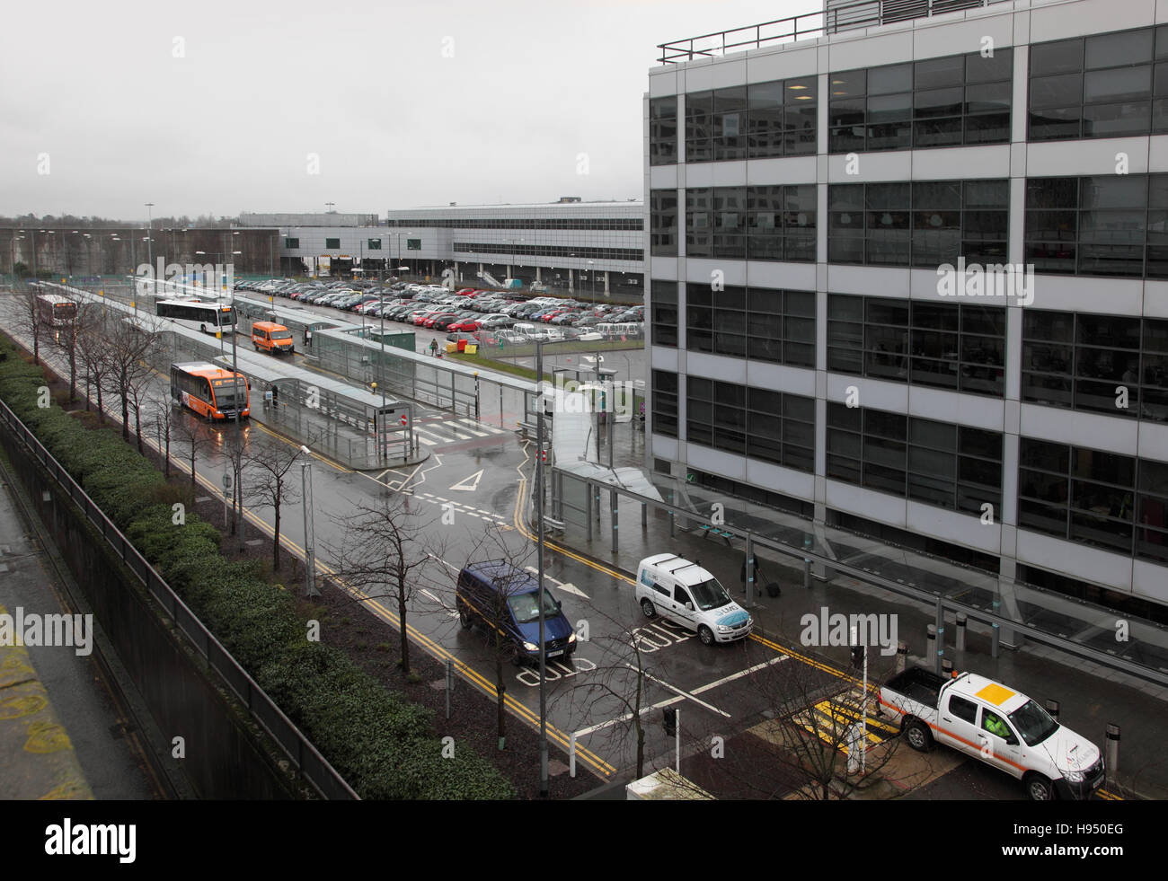 High level view of the bus stop area at Gatwick Airport's North ...