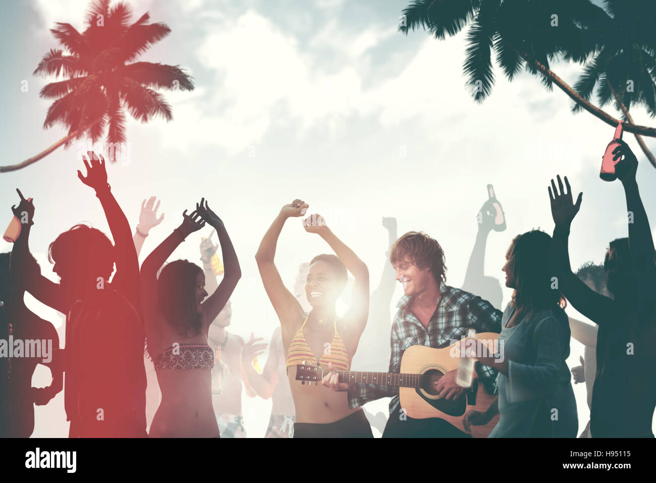 Beach Summer Party Enjoyment Happiness Youth Culture Concept Stock ...