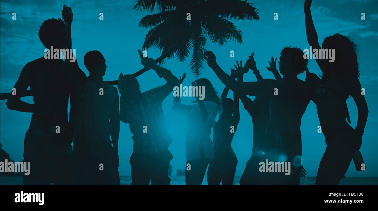 Beach Summer Party Enjoyment Happiness Youth Culture Concept Stock ...