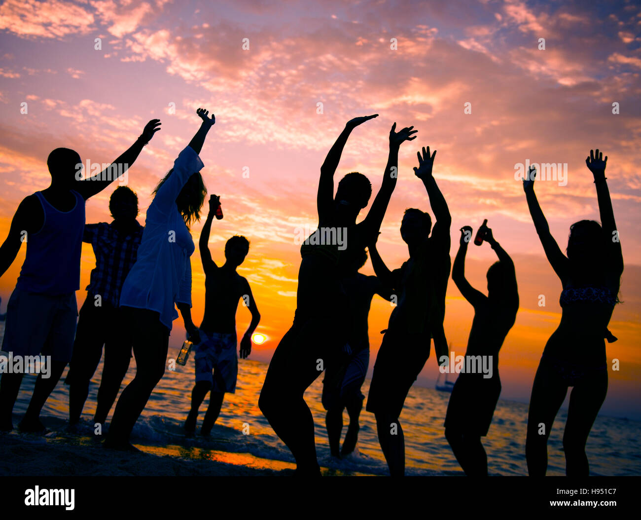 Young Adult Summer Beach Party Dancing Concept Stock Photo - Alamy