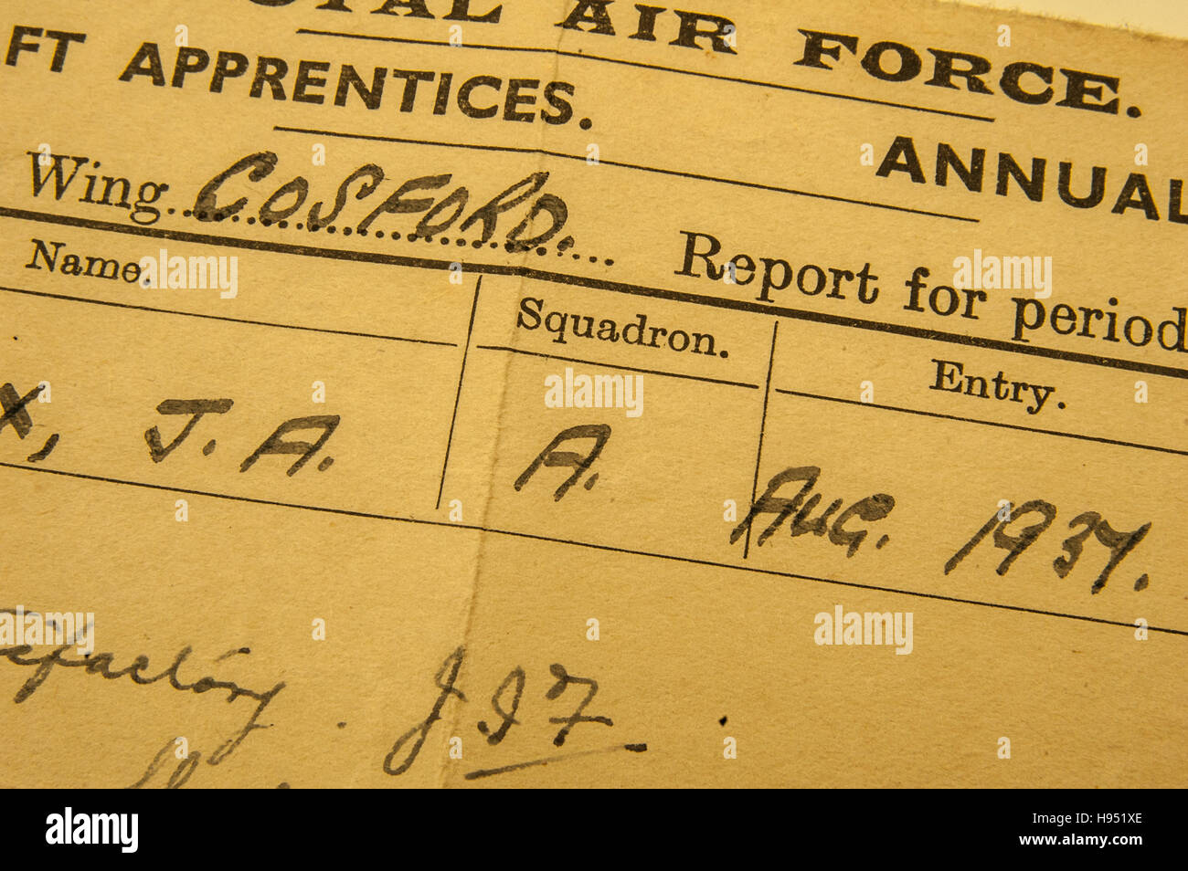notes from RAF apprentices notebook, 1936 Stock Photo - Alamy