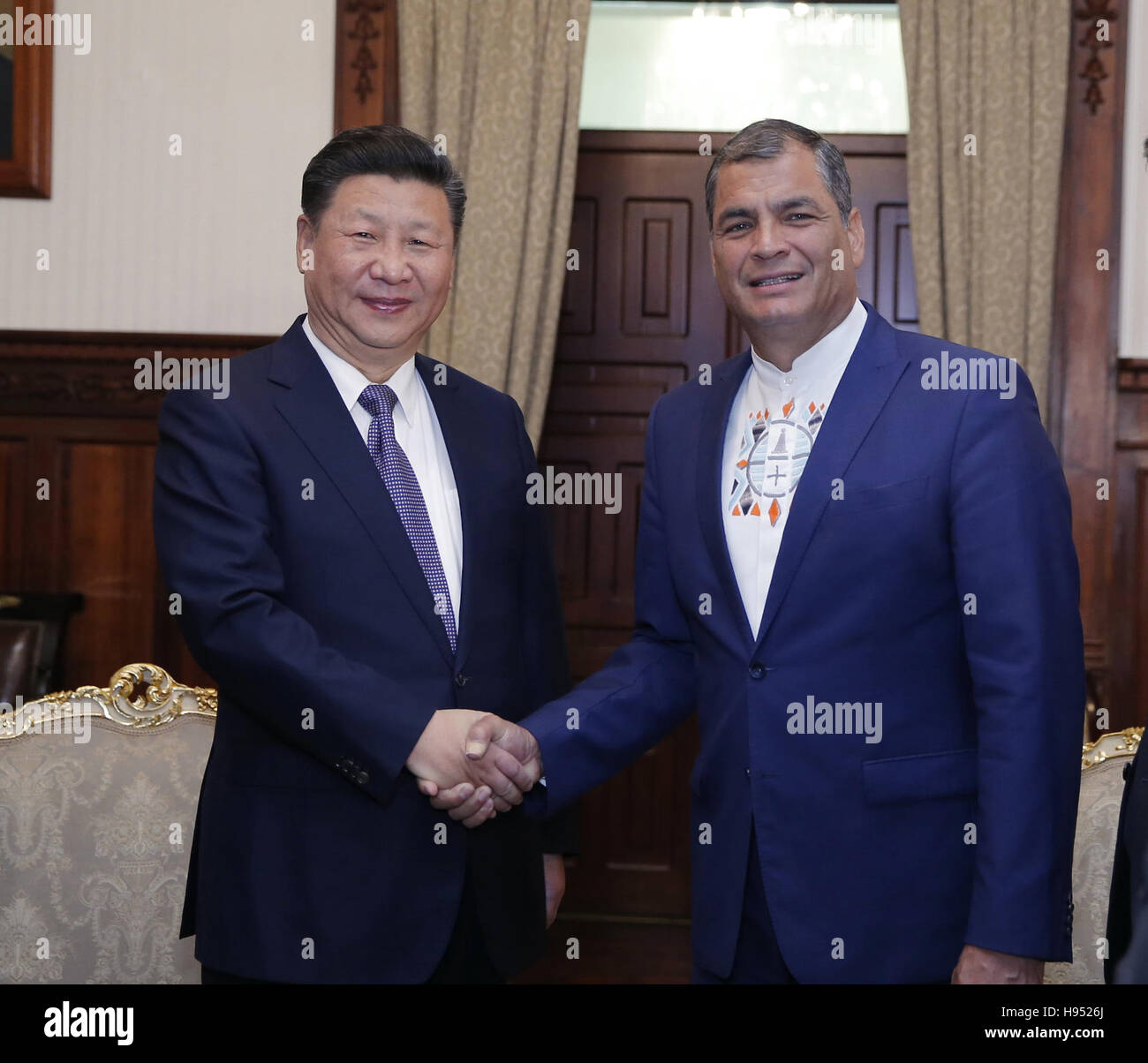 Quito, Ecuador. 17th Nov, 2016. Chinese President Xi Jinping holds ...