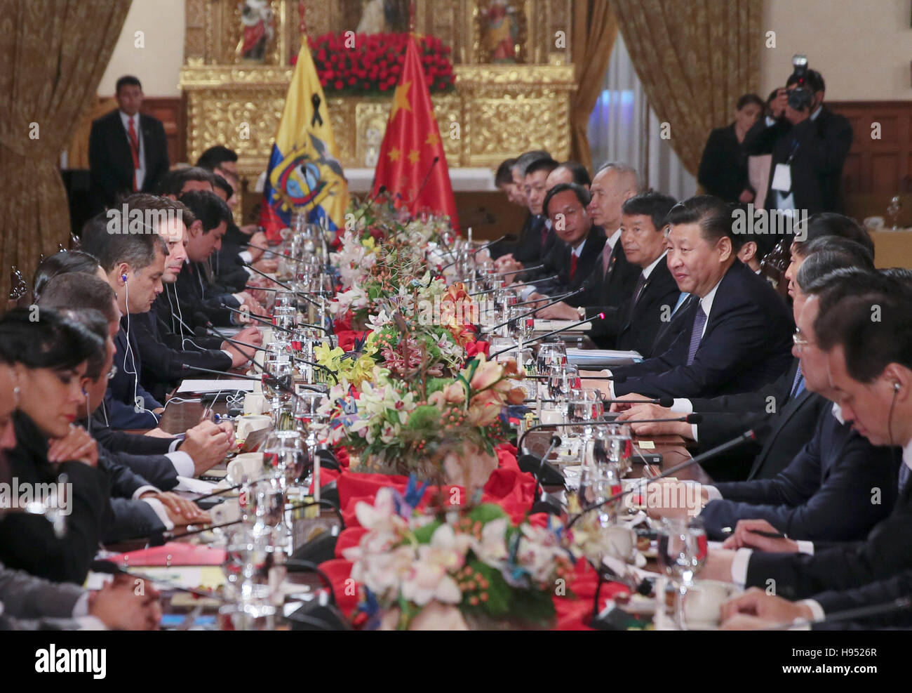 Quito, Ecuador. 17th Nov, 2016. Chinese President Xi Jinping holds ...