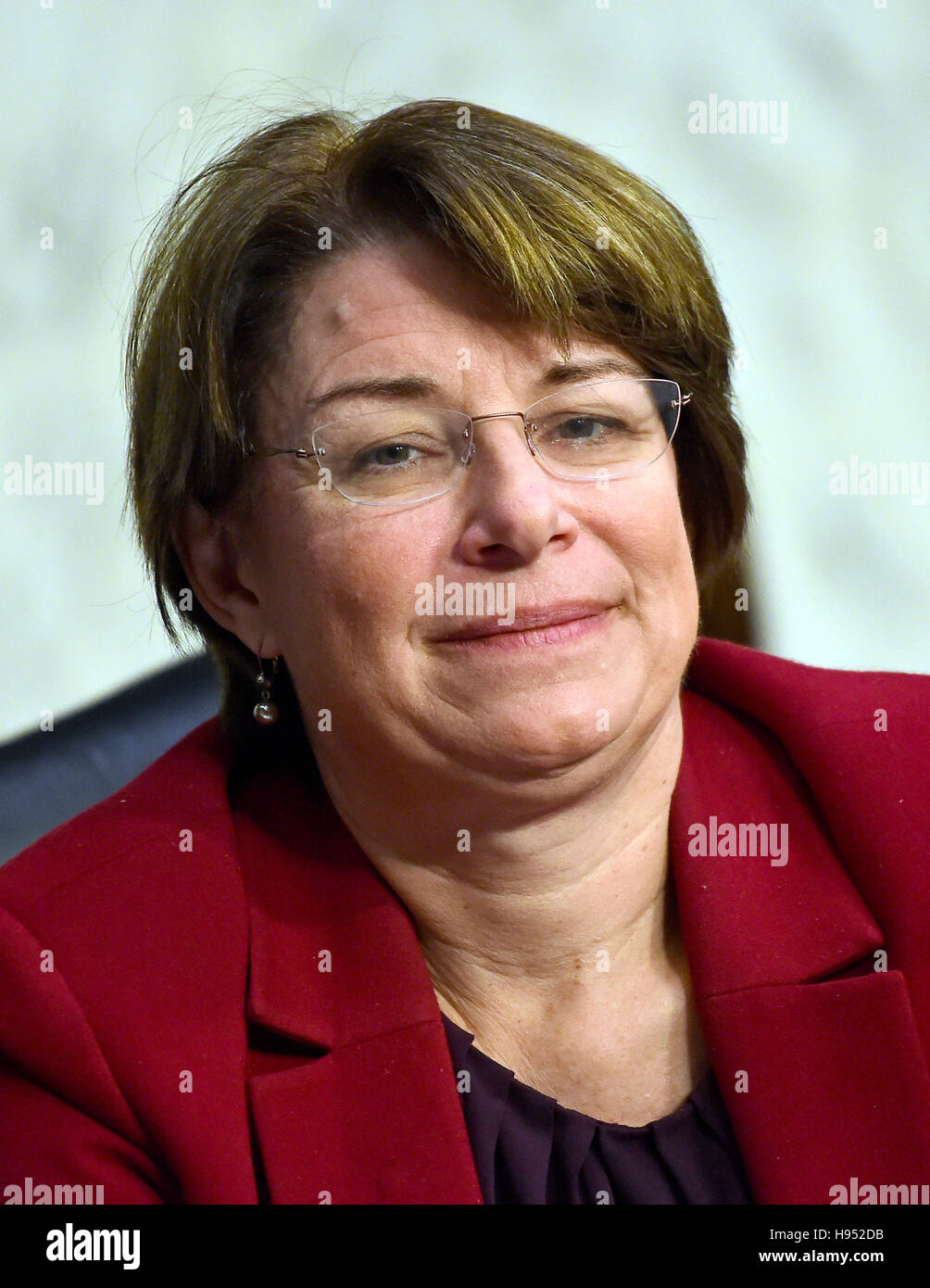 United States Senator Amy Klobuchar (Democrat of Minnesota), listens ...
