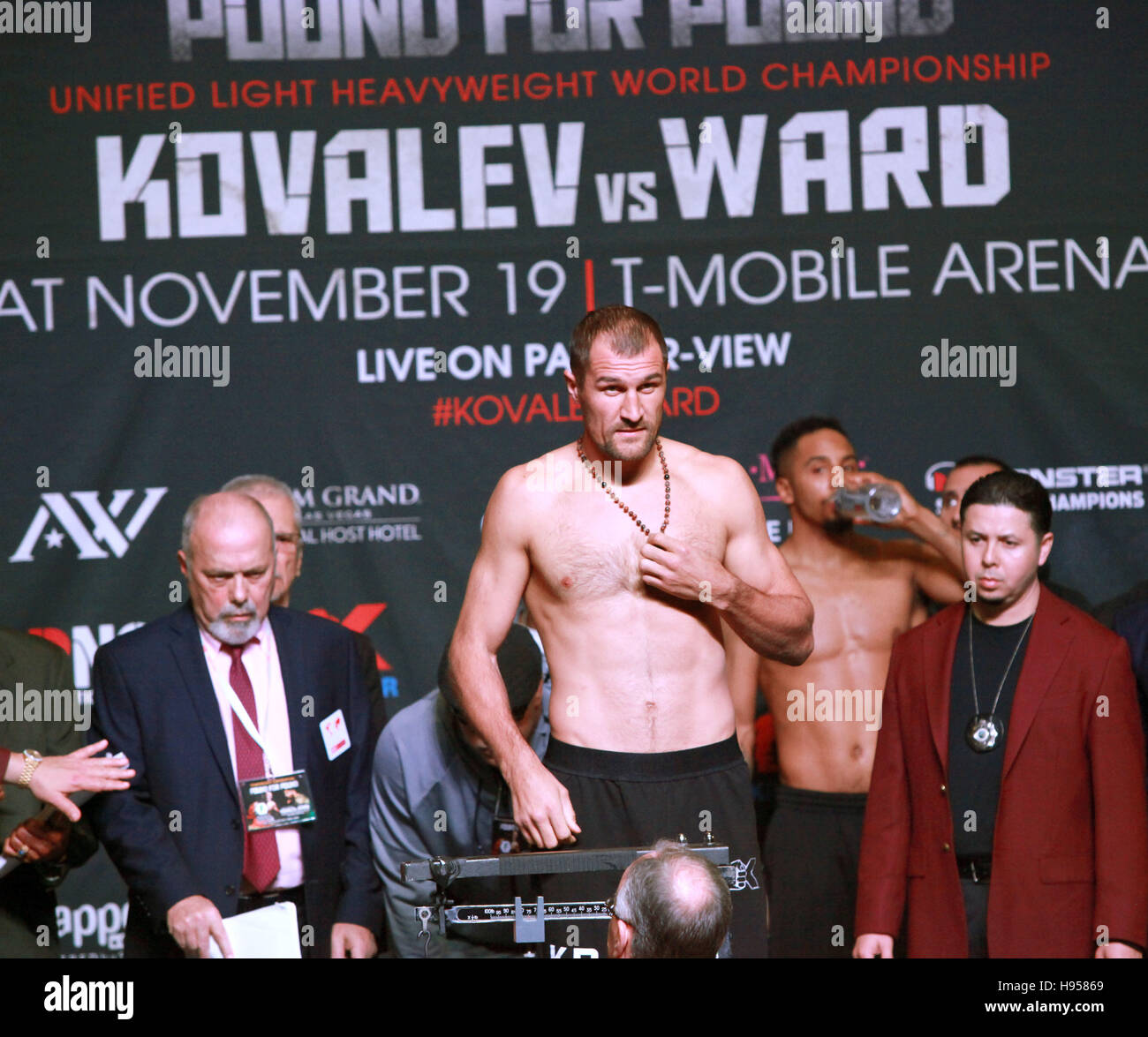 Las Vegas, Nevada, USA. 18th Nov, 2016. Champion Sergei Kovalev seen ...