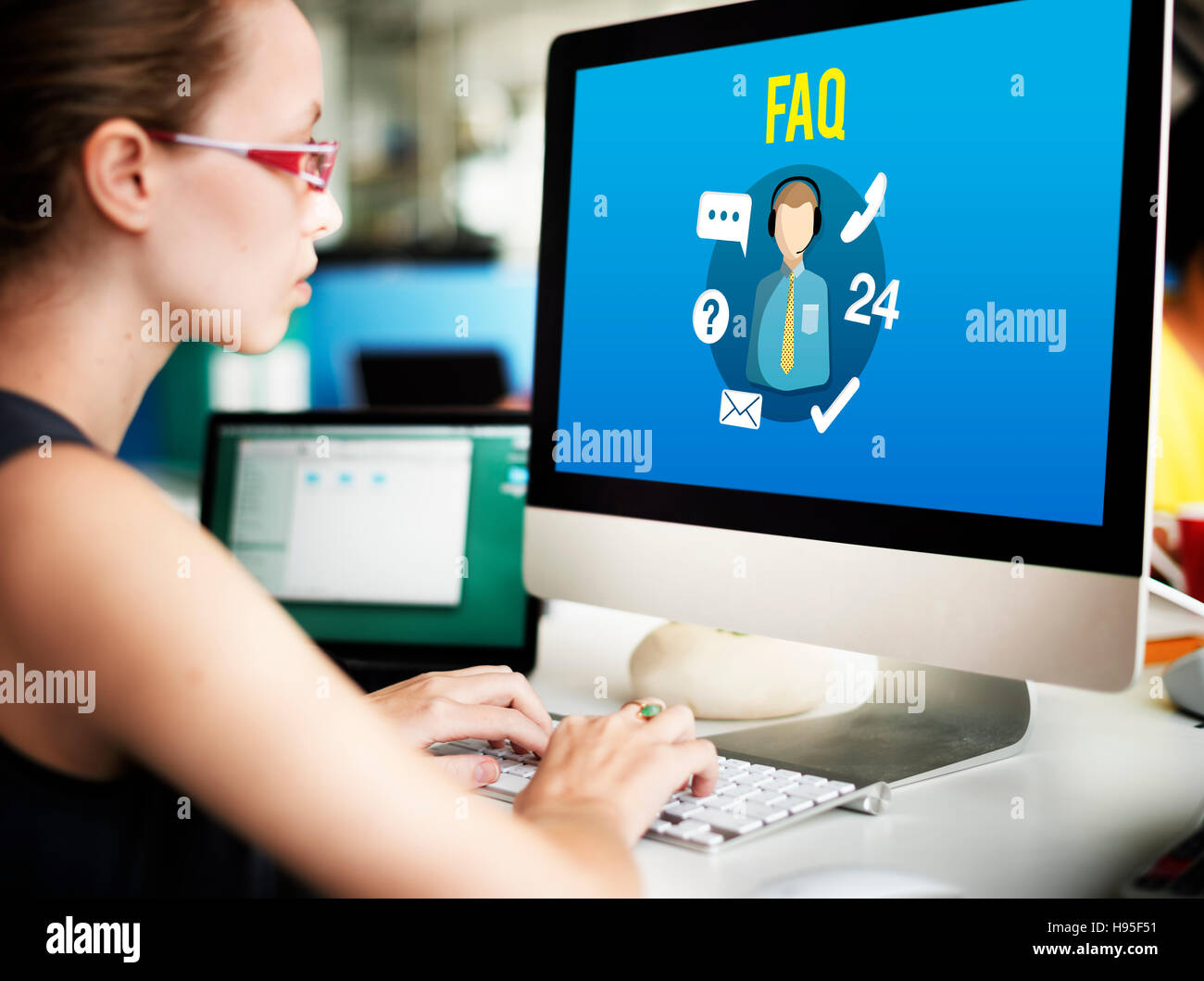 FAQ Enquiry Questions Guide Customer Support Concept Stock Photo - Alamy