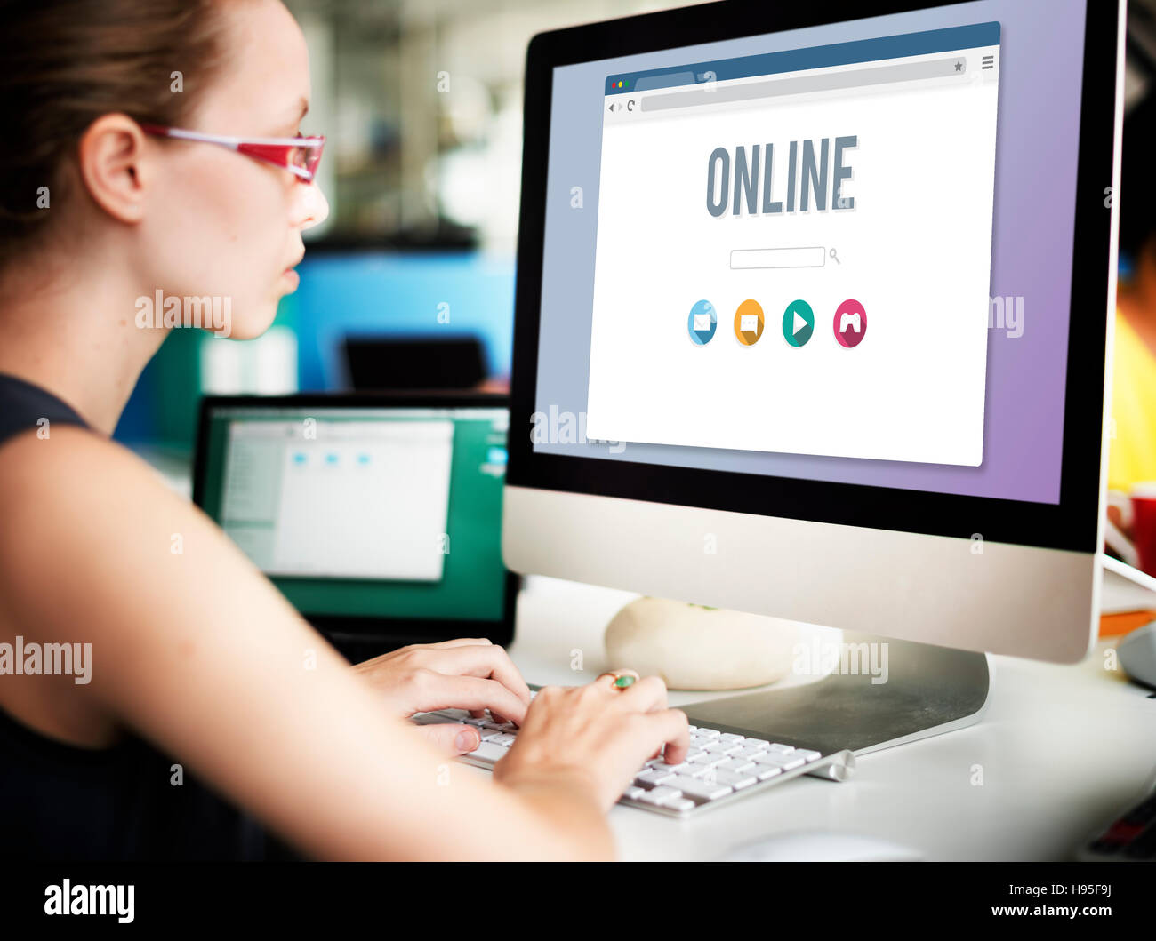 Online Internet Media Network Sharing Social Concept Stock Photo - Alamy