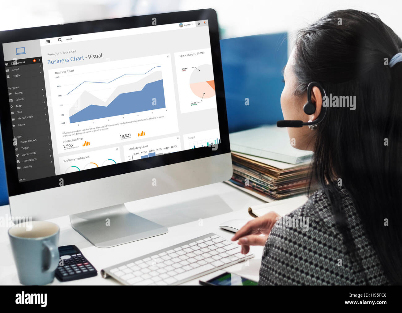 Business Chart Visual Graphics Report Concept Stock Photo - Alamy