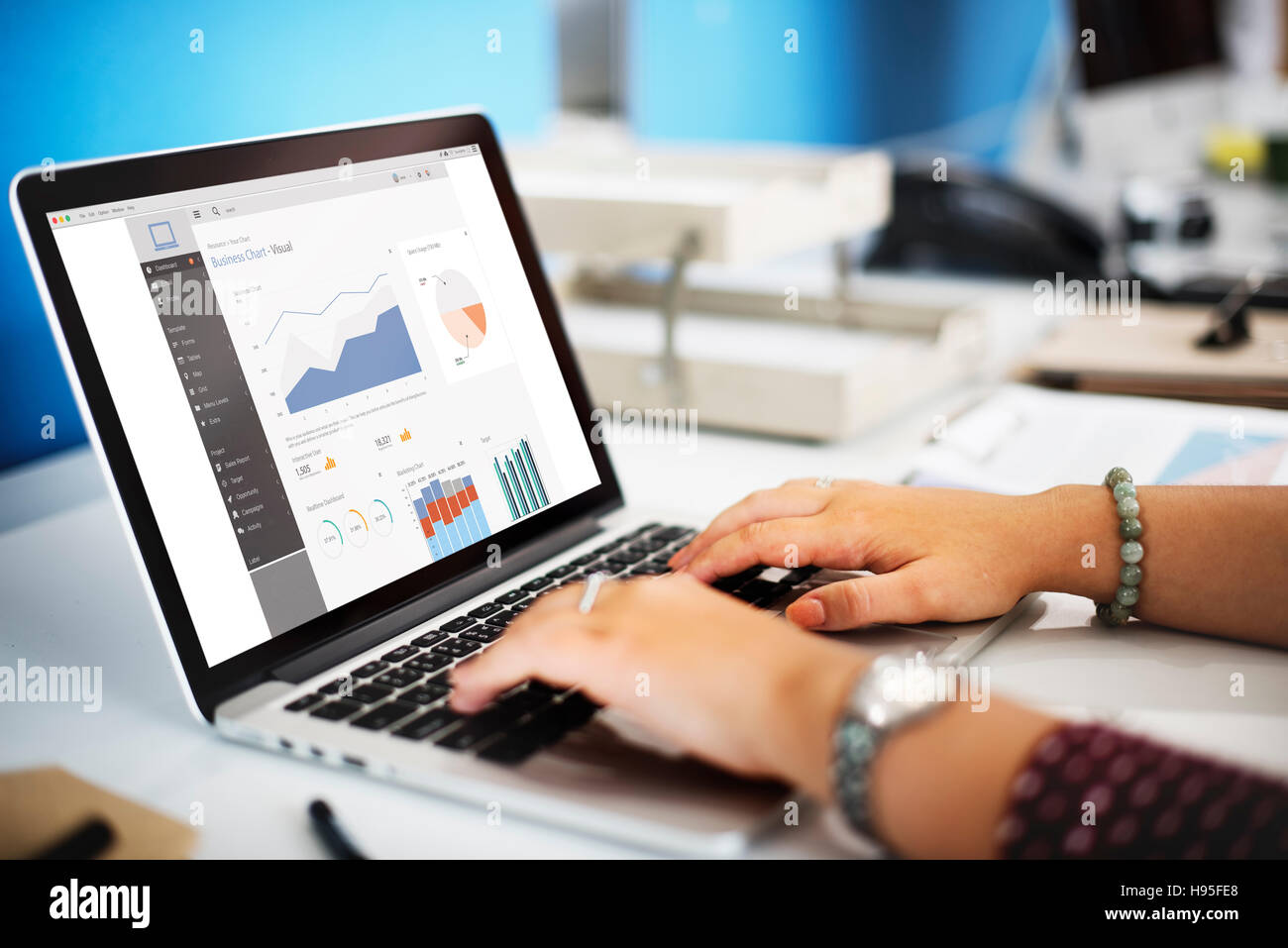 Business Chart Visual Graphics Report Concept Stock Photo - Alamy