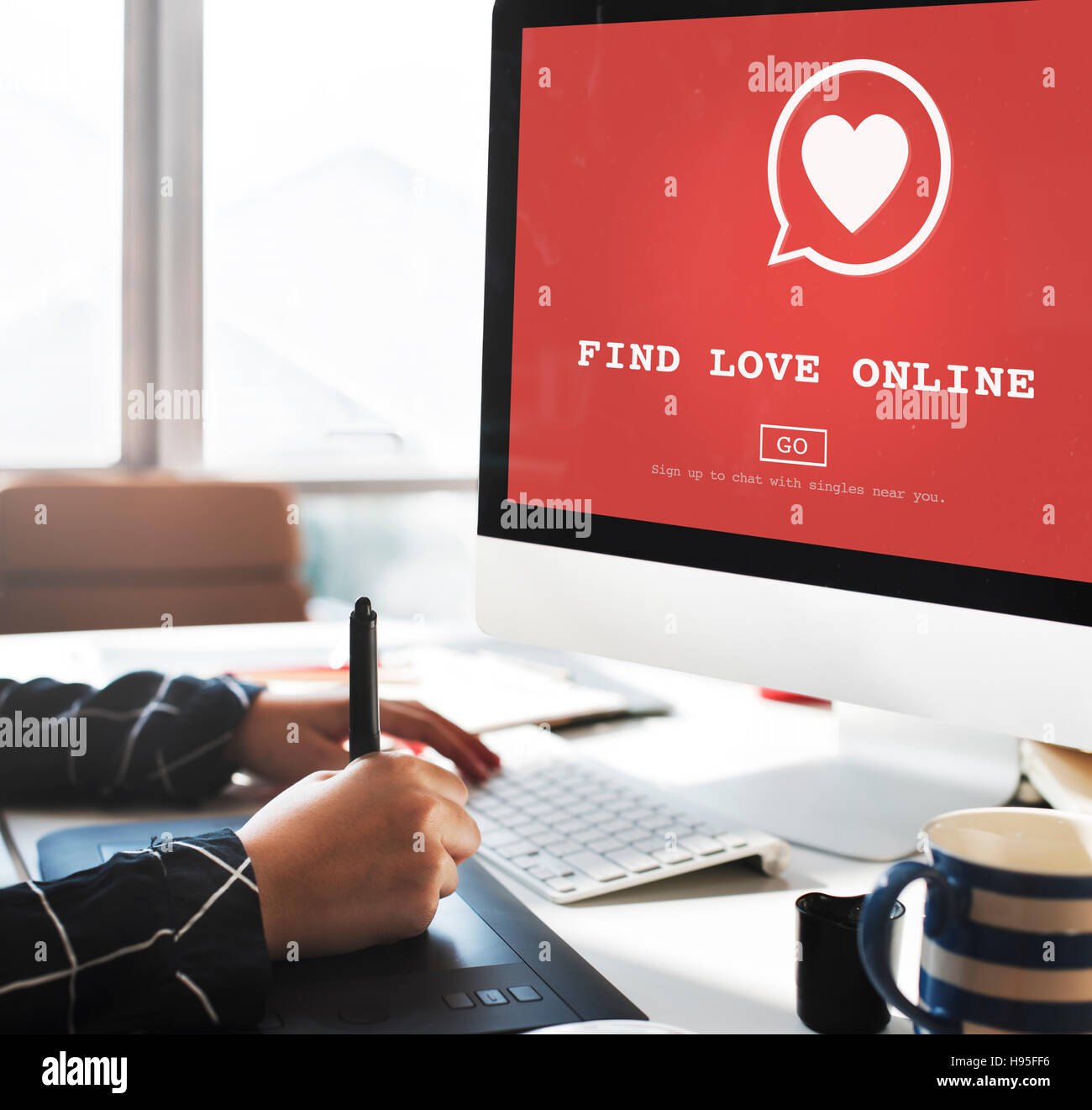 Find Love Online Valentines Romance Love Heart Dating Concept Stock ...